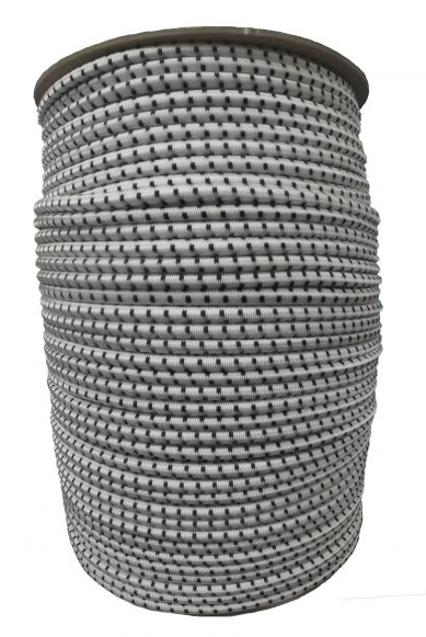 Shock Cord 1/4IN White W/Black 500 FT/RL | Rope & Webbing | MiamiCorp