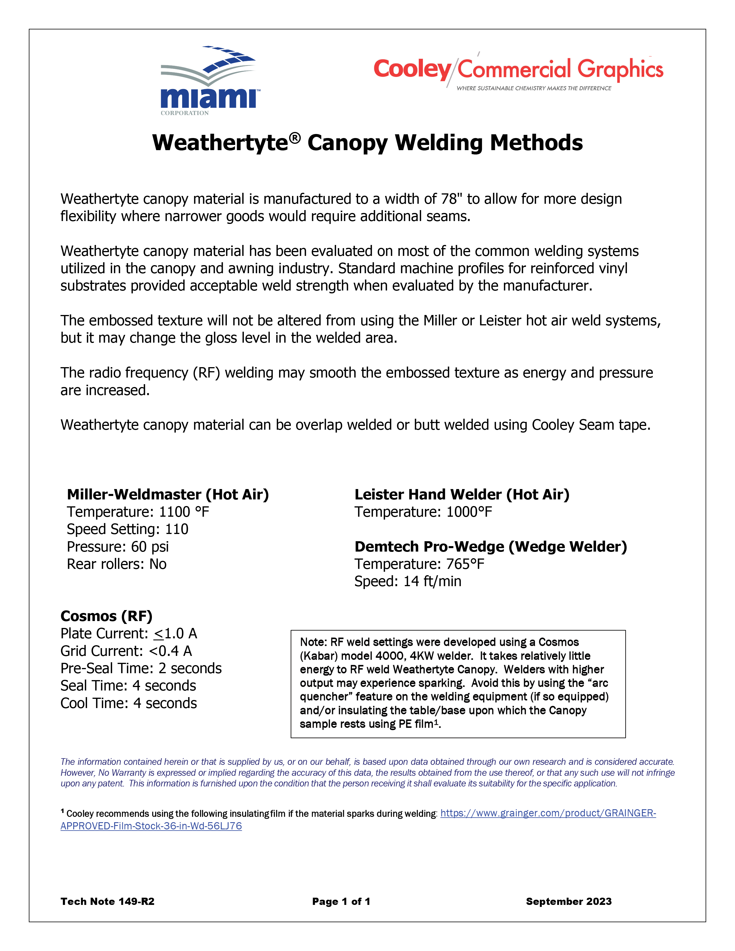 WEATHERTYTE® CANOPY YELLOW | Miami Corp